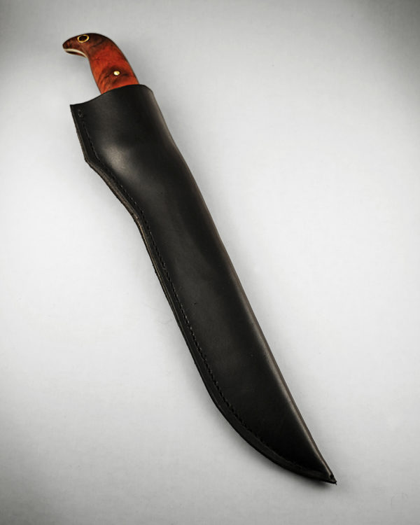 9” Fillet Knife in Buckeye Burl with Leather Sheath - Faraway Forge, LLC